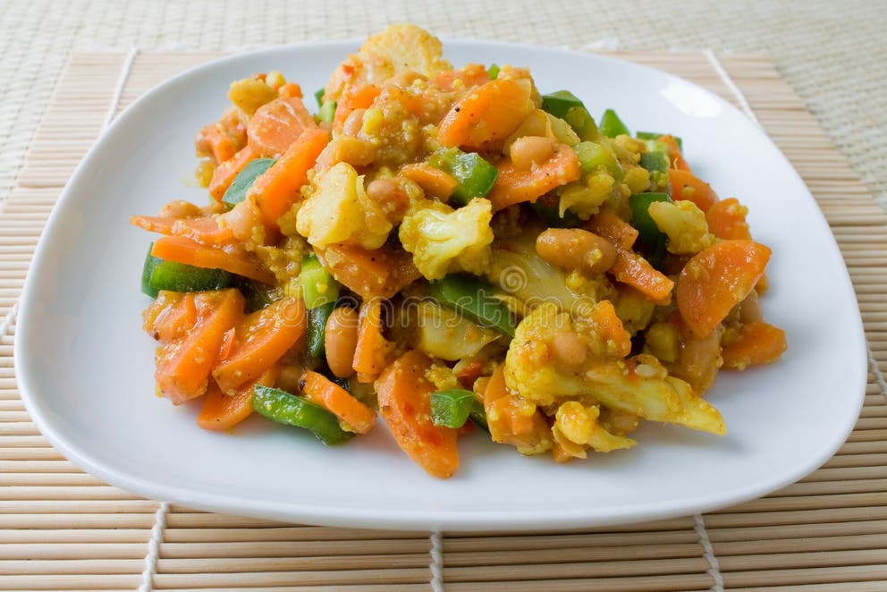 African Cauliflower Beans Dish Stock Image - Image of lifestyle, plate ...
