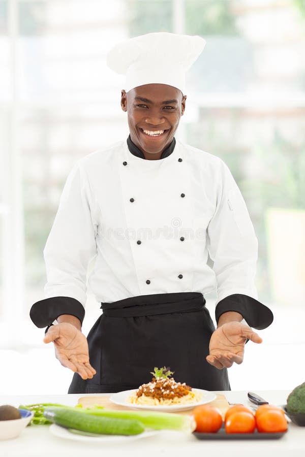 African chef spaghetti stock photo. Image of hotel, male - 32896576