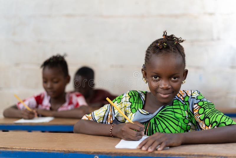 Beautiful African Girl Candid Photo Looking at Camera in Classroom in ...