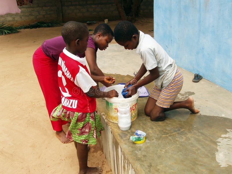 African Children Washing Clothes Editorial Image - Image of food, girl ...