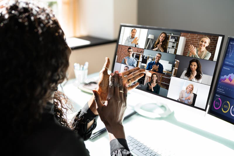 African Clapping in Virtual Video Conference Call Stock Image - Image ...