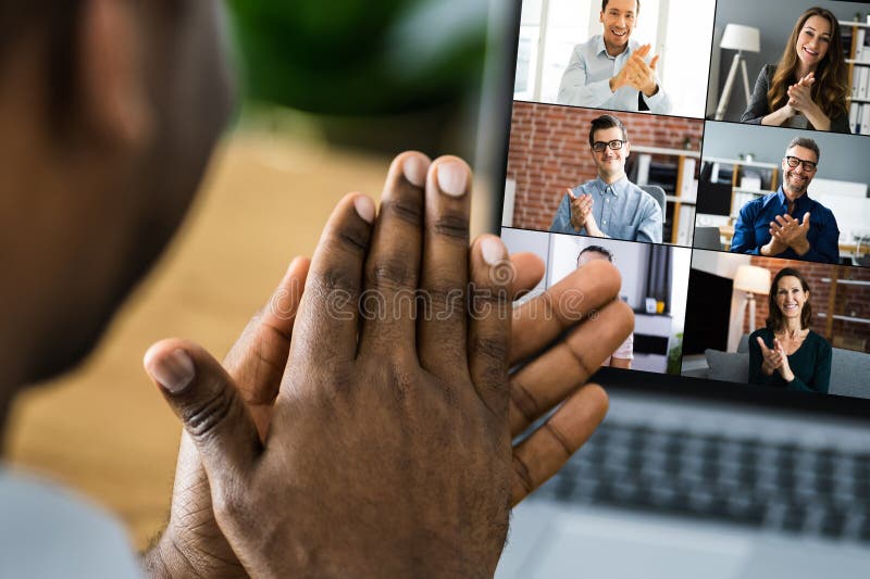 African Clapping in Virtual Video Conference Call Stock Image - Image ...