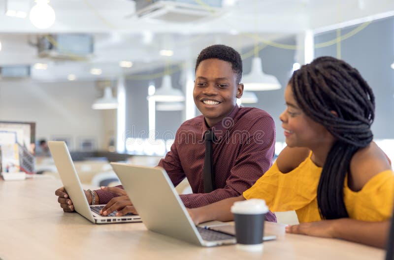 African College University Students Using Laptop Together Stock Image ...