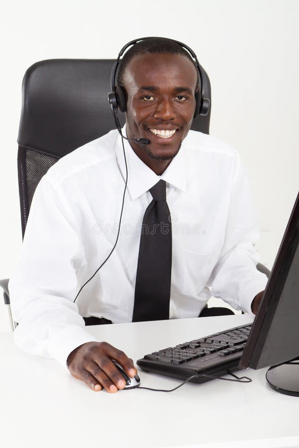 Professional Call Center Agent Male Smiling Talk Stock Image - Image of ...