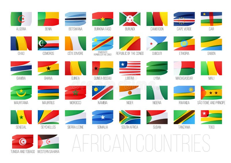 African Countries Flags Set. National Symbols Illustration. Stock ...