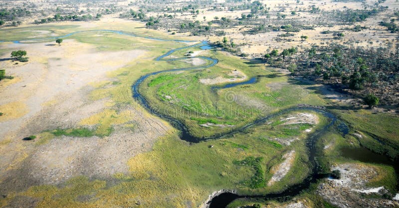 Small Island in the Okavango Delta Seen from Heli Stock Photo - Image ...