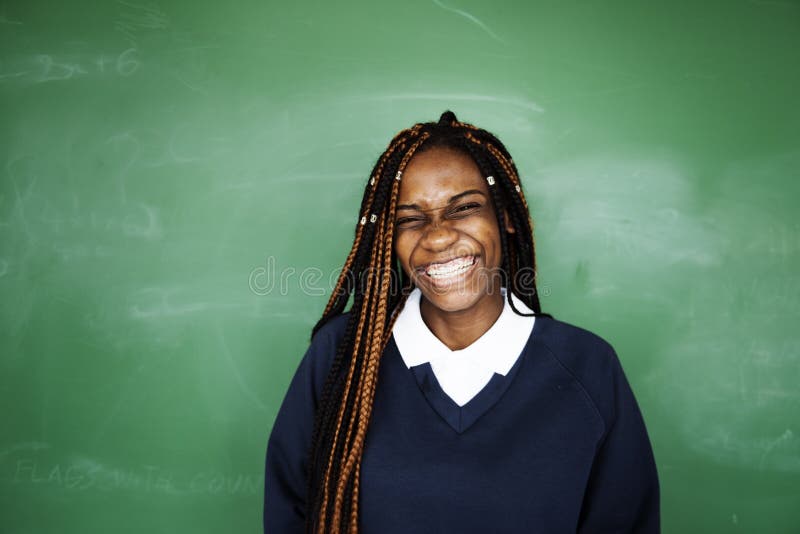 African Descent Girl Student Blackboard Stock Photo - Image of ...