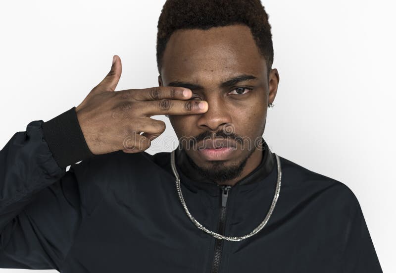 African Descent Man Serious Hand Gesture Stock Image - Image of hand ...