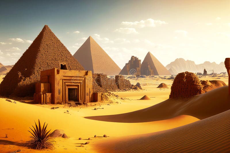 African Desert with Historic Architectural Structures and Egyptian ...