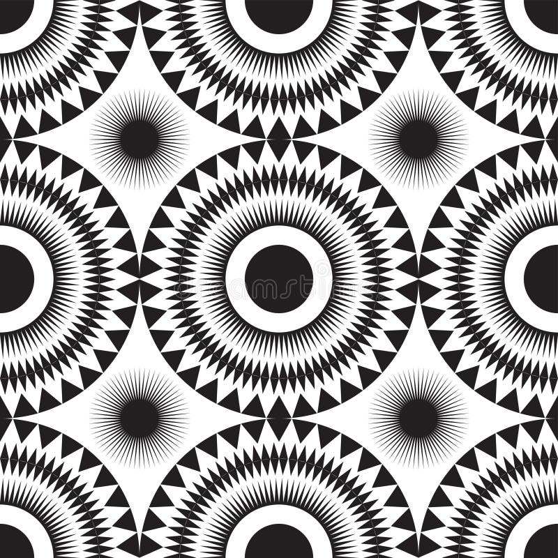 African Design Zigzag Circles in Black and White Stock Vector ...