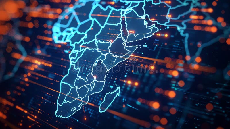 An African Digital Map, Global Network Connections, Data Transfer and ...