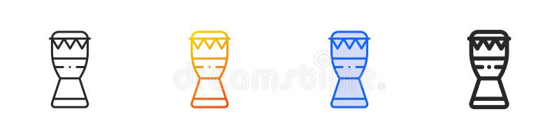 African Drum Icon.Thin Linear, Gradient, Blue Stroke and Bold Style ...