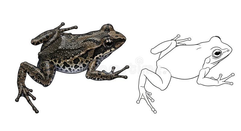 African Dwarf Frog Coloring Sheet Identical Outline Version Line and ...