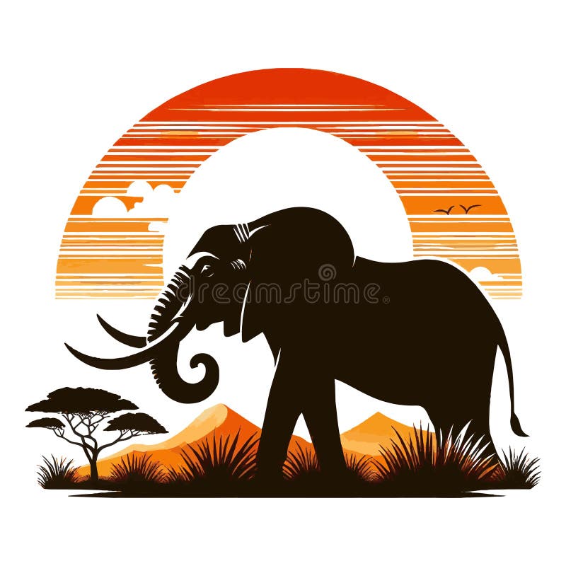 African Elephant vector stock vector. Illustration of savanna - 344367836