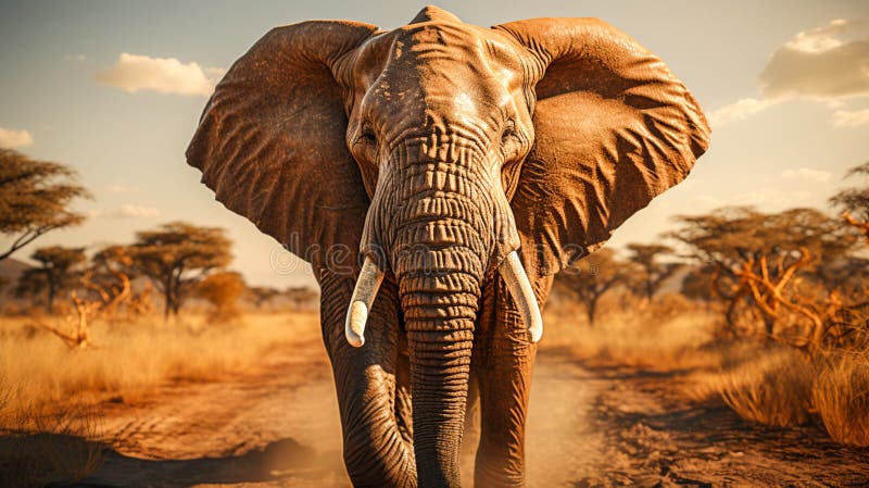 African Elephant Closeup Infront View Stock Photo - Image of botswana ...