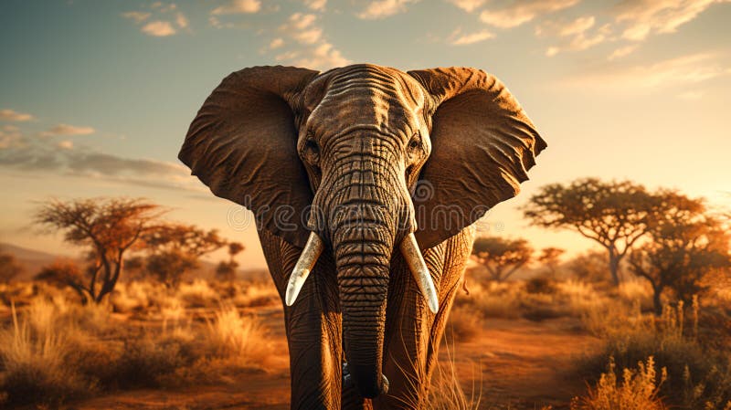 African Elephant Closeup Infront View Stock Photo - Image of botswana ...