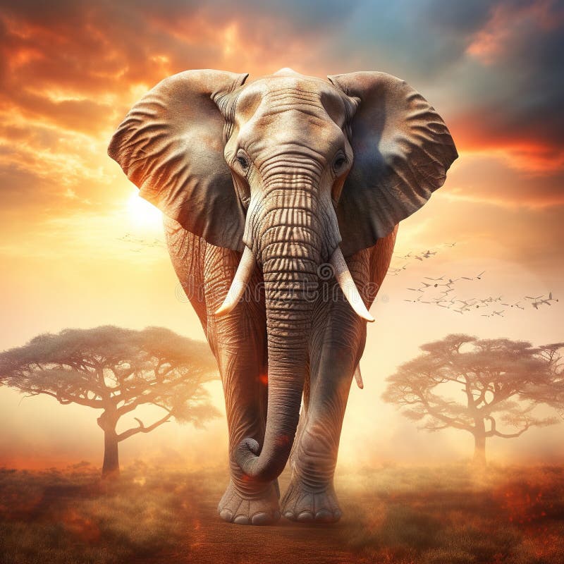 African Elephant Made with Generative AI Illustration Stock ...