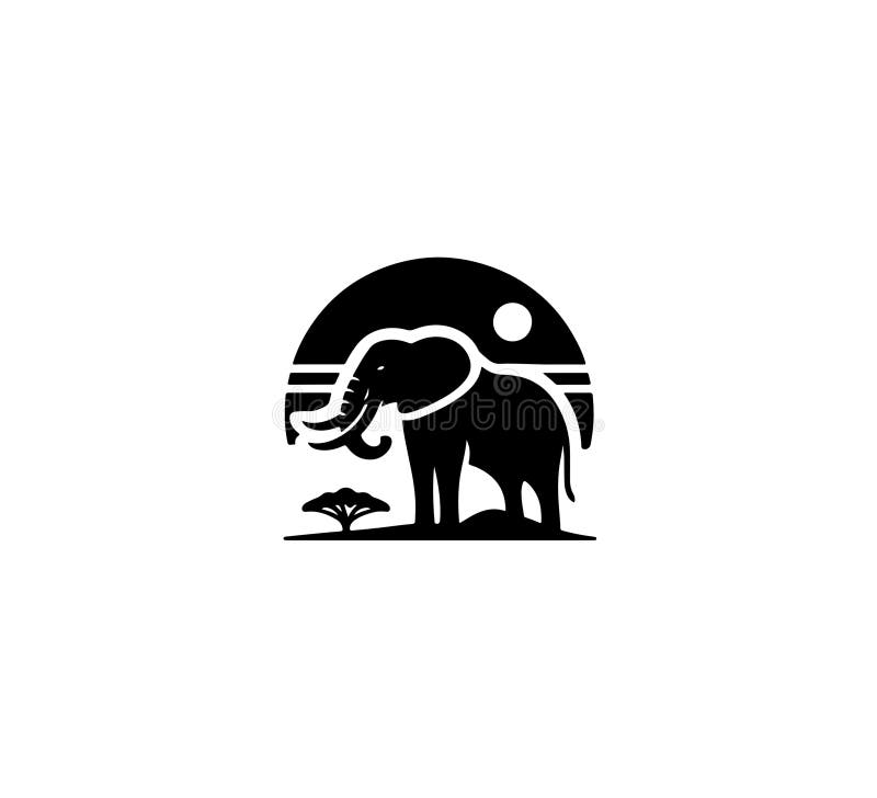 African Elephant Minimal Logo Icon Vector Stock Vector - Illustration ...