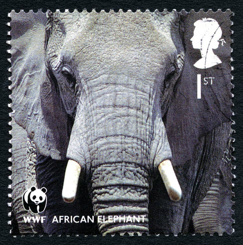 African Elephant UK Postage Stamp Editorial Image - Image of great ...