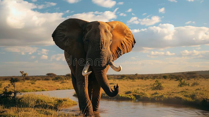 African Elephant Walking in the Wilderness, AI Generative Stock Image ...
