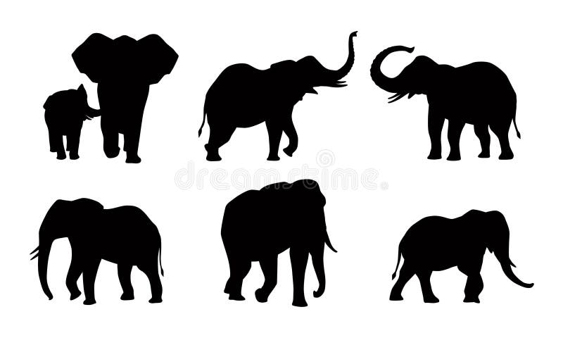 African elephants set stock illustration. Illustration of shadow ...