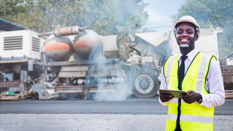 Architecture, Inspection and Checklist with Black Man on Construction ...