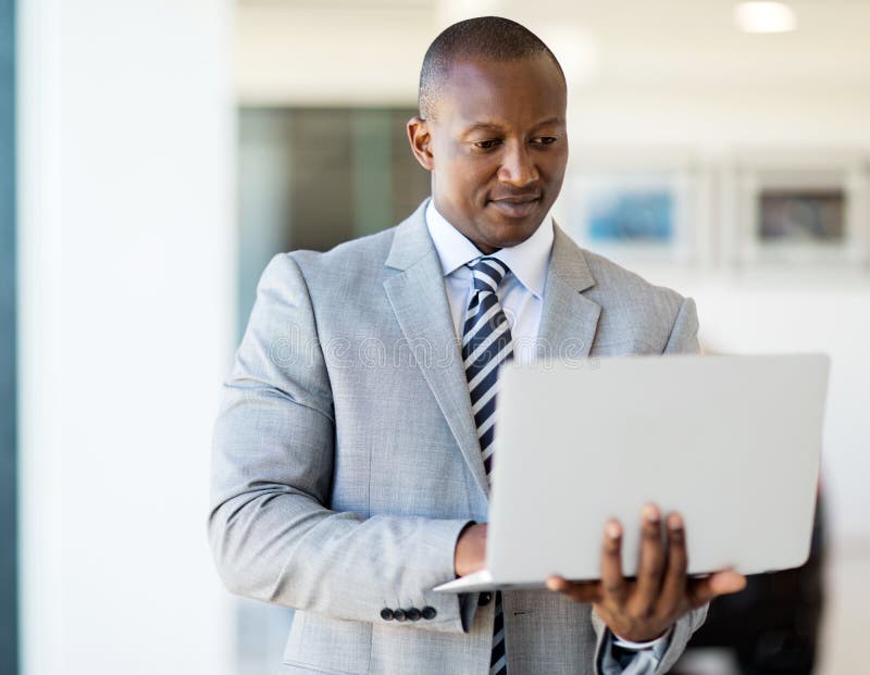 Successful African American Man at Computer Stock Image - Image of ...