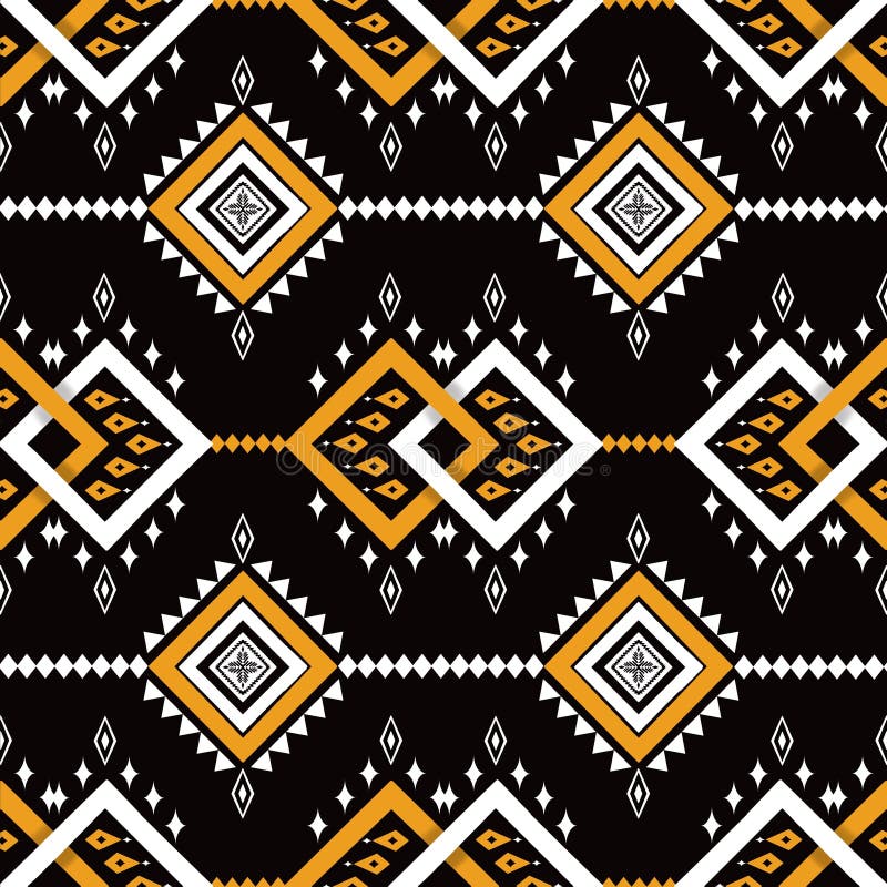 African Ethnic Fabric Pattern: Geometric Design in Black and Yellow ...