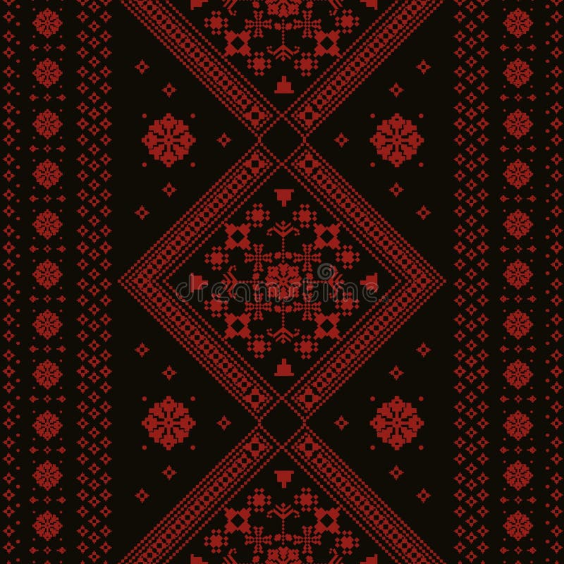 African Ethnic Fabric Pattern: Red and Black Floral Elegance Stock ...