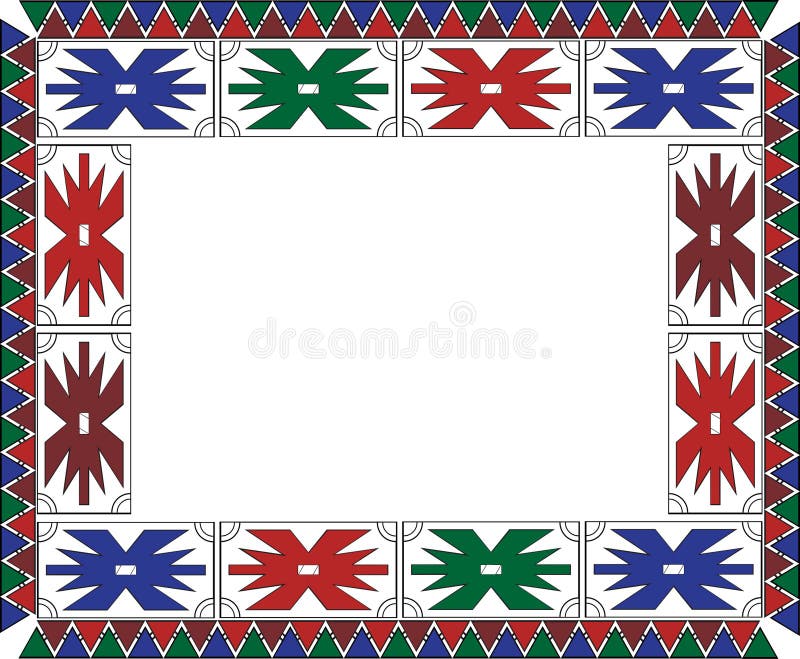 African Ethnic Pattern S Frame with Crosses and Triangles Stock Vector ...