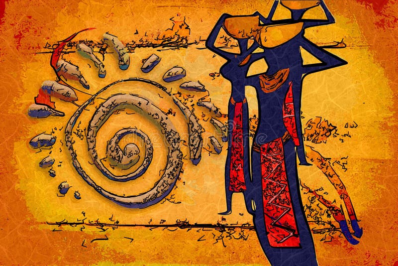 African Ethnic Retro Vintage Art Stock Illustration - Illustration of ...