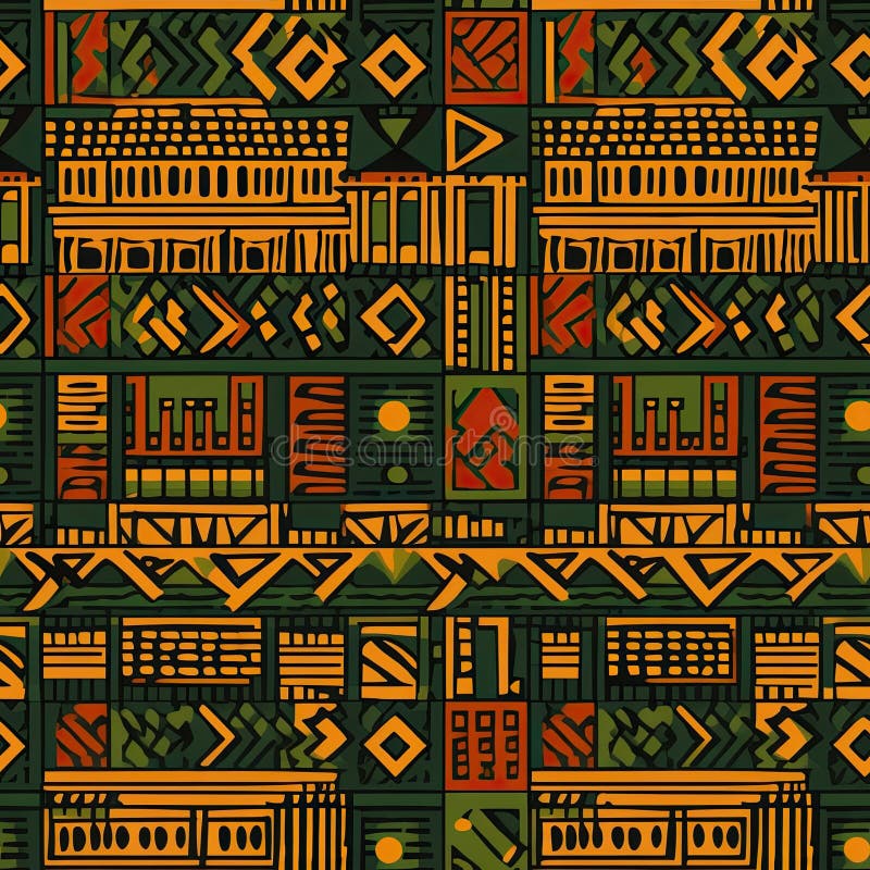 African Fabric in Earthtones Seamless Pattern Background for Textiles ...