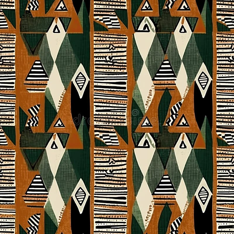 African Fabric in Earthtones Seamless Pattern Background for Textiles ...