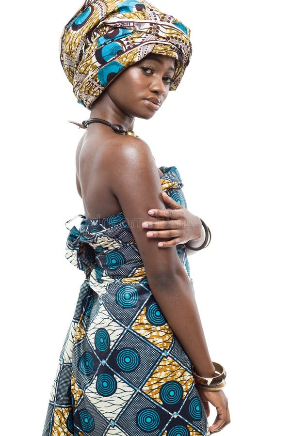 Beautiful African Fashion Model in Traditional Dress. Stock Photo ...