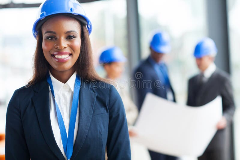 African Female Construction Worker Stock Image - Image of cheerful ...