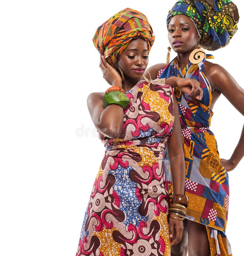 African Female Models Posing in Dresses. Stock Image - Image of africa ...