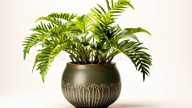 African Fern Pine Plant on a Pot on White Background Stock Photo ...
