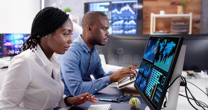 African Financial Analyst Manager Analyzing Data Stock Image - Image of ...