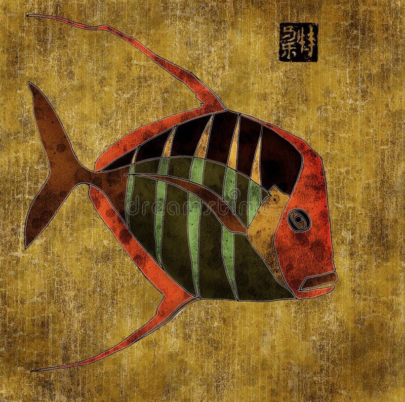 Blue fish collage stock illustration. Illustration of texture - 4286107