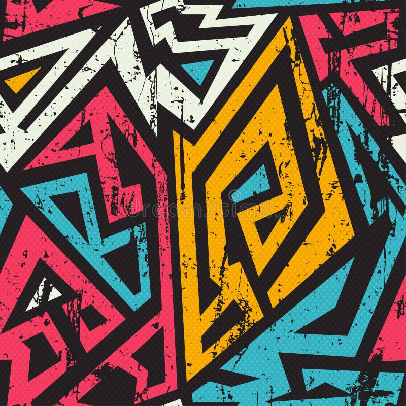 Modern Geometric Seamless Pattern with Grunge Effect Stock Vector ...