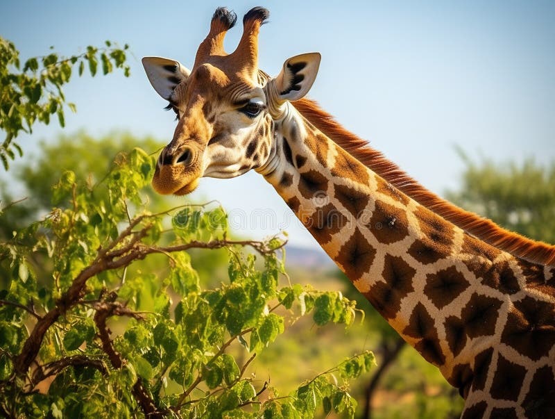 Ai Generated Illustration Wildlife Concept of African Giraffe Stock ...