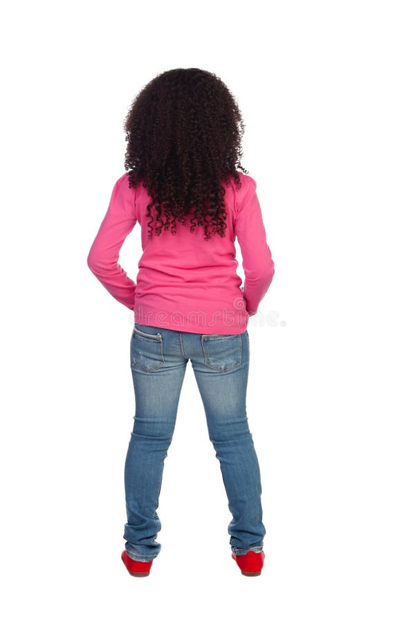 Back View of Little Girl Looking at Wall. Rear View Stock Photo - Image ...