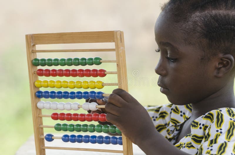 African Girl Counting on Abacus in School Stock Photo - Image of young ...