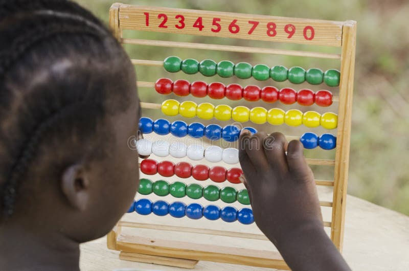 Three African Children Learning at School Outdoors Stock Photo - Image ...
