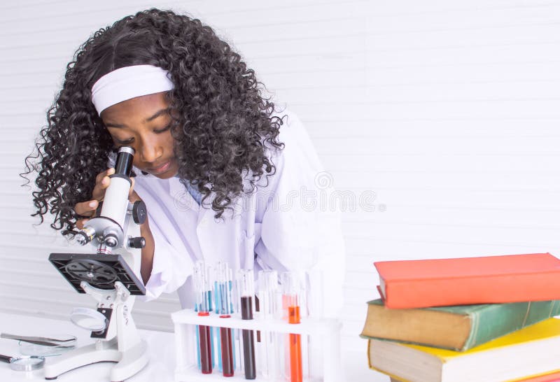 African Girl Studying Science in Classroom at School Stock Photo ...