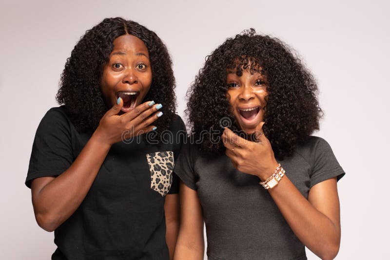 African Girls Looking Excited And Amazed Stock Image Image Of Blown