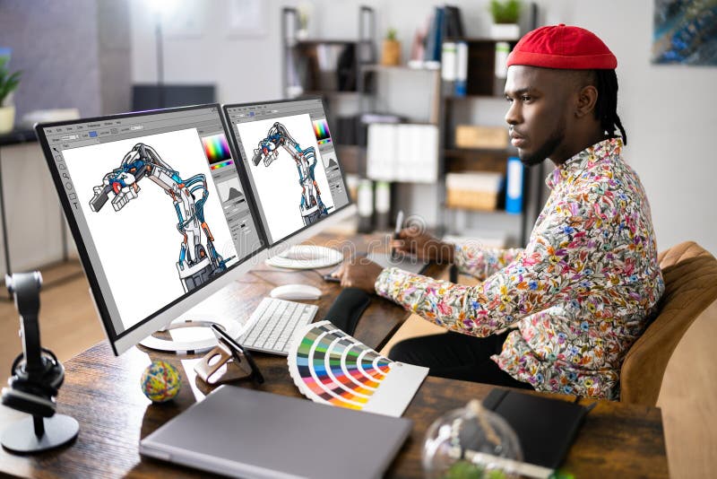 African Graphic Web Designer Stock Image - Image of black, print: 236054985