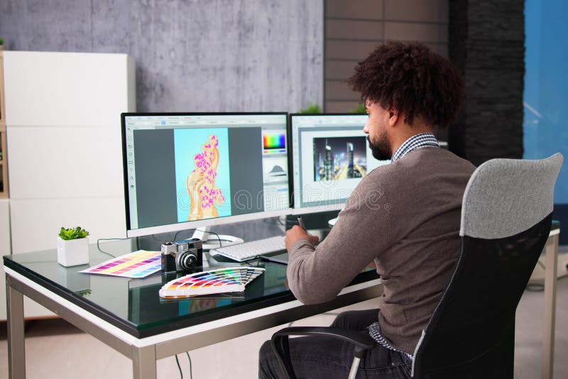 African Graphic Web Designer Stock Photo - Image of editing, design ...