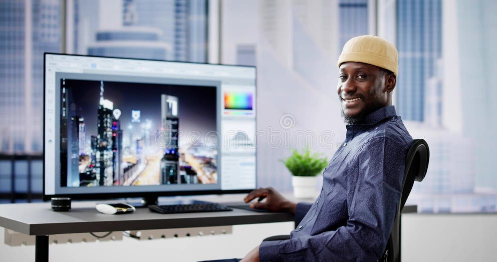 African Graphic Web Designer Stock Image - Image of tools, computer ...