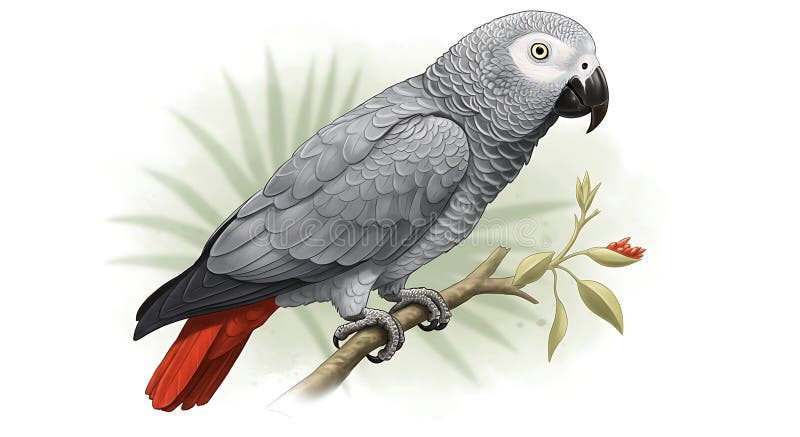 An African Grey Parrot, Known for Its Intelligence and Mimicry ...